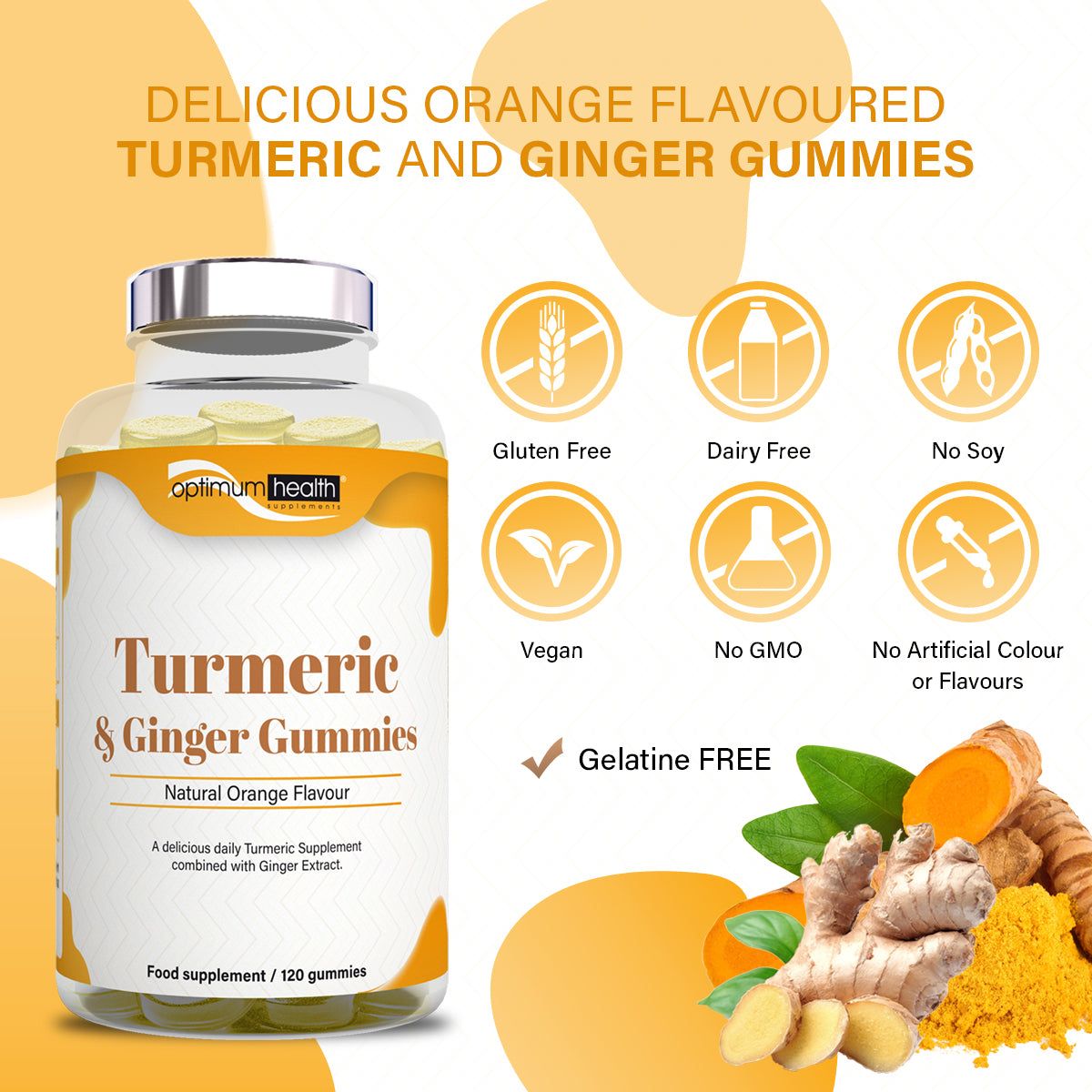 Turmeric (Curcumin) & Ginger Gummies – Vegan, Juicy Orange | 60 & 120 ...